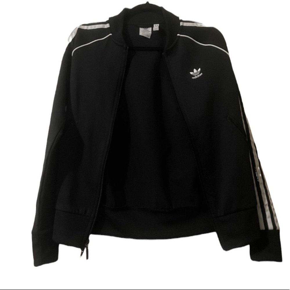 Adidas Original Black & White Lines Fleece Jacket Siz… - Gem